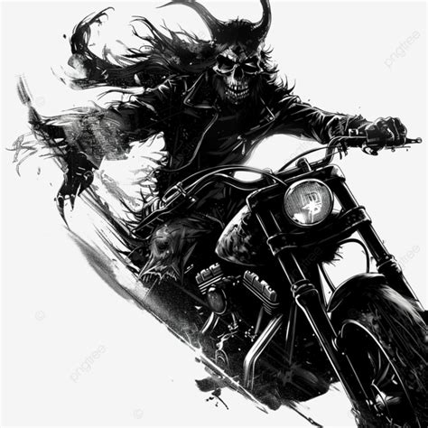 Black And White Of A Devil Biker Biker Motorcycle Design Png