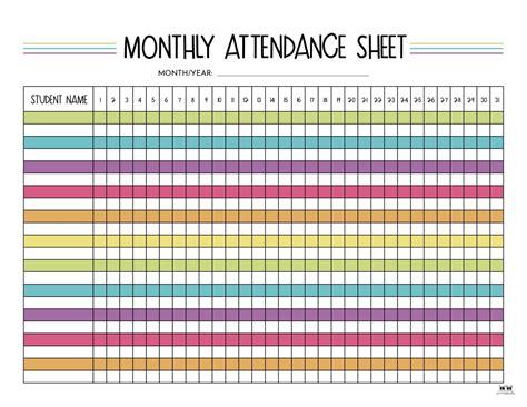 Blank Landscape Attendance Tracker With Printables Free Printable