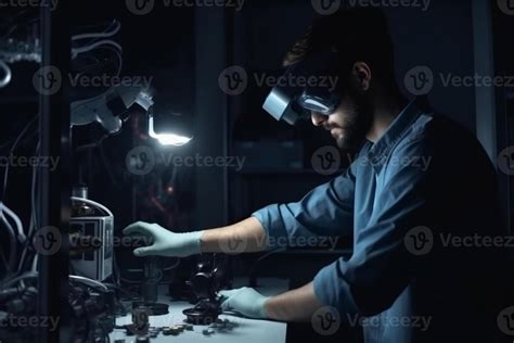 Man Future Technology Robot Simulation Glasses Robotic Three Dimensional Engineer 3d Virtual