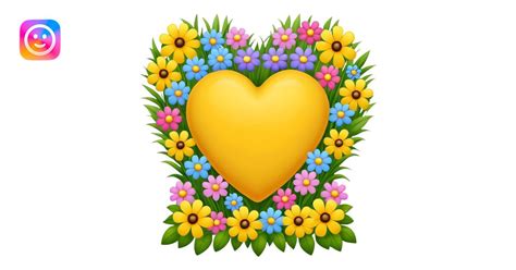Yellow Heart With Beautiful Colorful Field Flowers Around Its Border