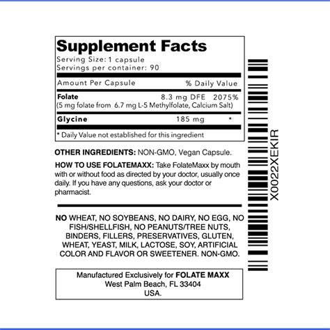 Folatemaxx 5mg L Methylfolate Professional Active Folate 90 Capsules