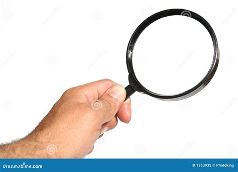Hand With Magnifying Glass Stock Image Image Of Looking 1353935