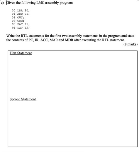 Solved Question 1 A Every Assembly Language Statement