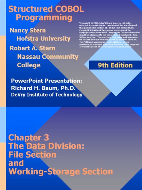 Structured Cobol Programming Nancy Stern Hofstra University Robert A