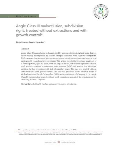 Angle Class Iii Malocclusion Subdivision Right Dental Press