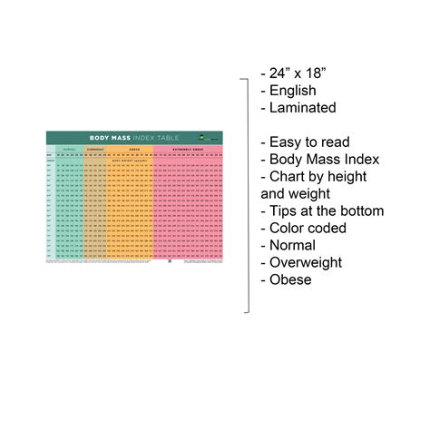 Printable Bmi Chart Body Mass Index Chart 2 Canvas Print Canvas Art