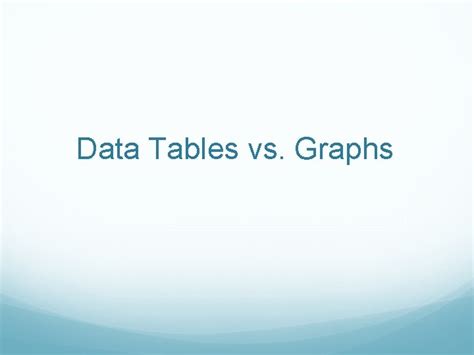 Data Tables Vs Graphs Data Tables Are Organized