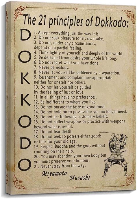 Miyamoto Musashi Wall Art The 21 Principles Of Dokkodo