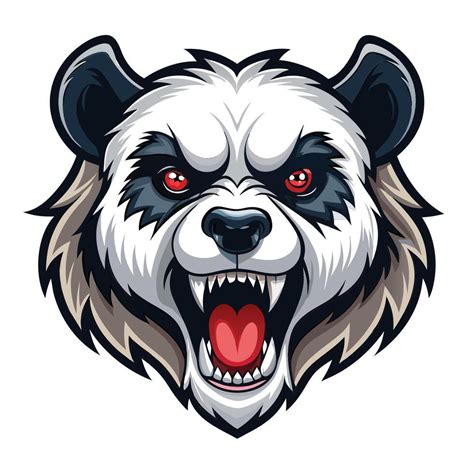 A Panda Bear Head With Red Eyes And Open Mouth 56825841 Vector Art At