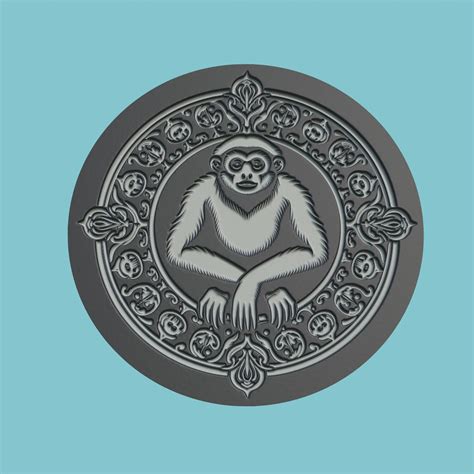 3d File Gibbon Medallion Gibbon 3d Print Model 🦁 ・3d Print Design To