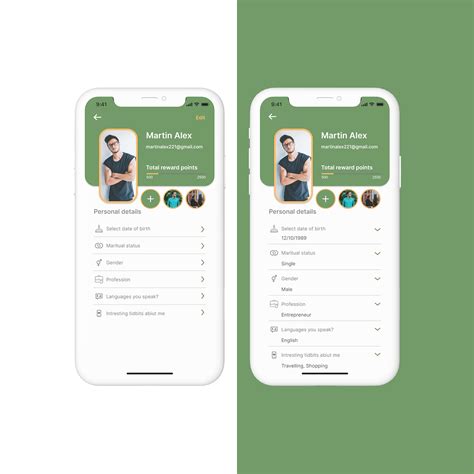User Interface For Profile Screen Behance