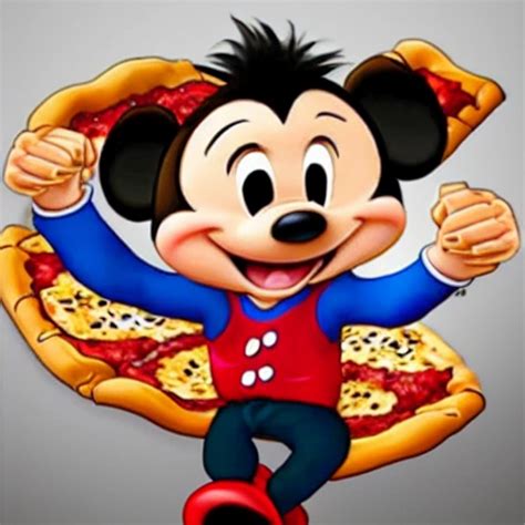 Mickey Mouse Eating Pizza