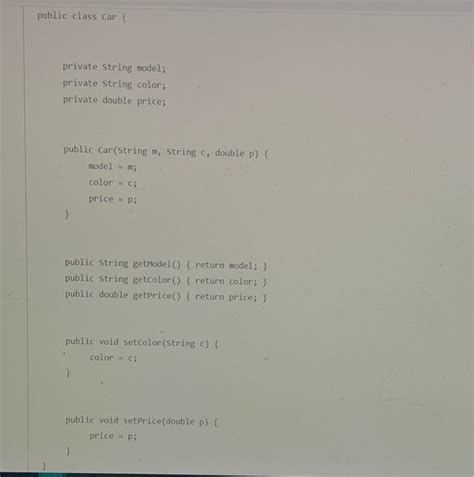 Solved Public Class Car Private String Model Private