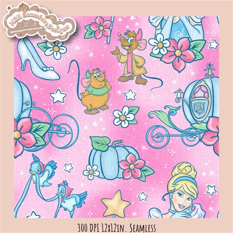 Limited Exclusive Starry Cinderella Seamless Pattern Png No Fabric Mbh Seamless Designs