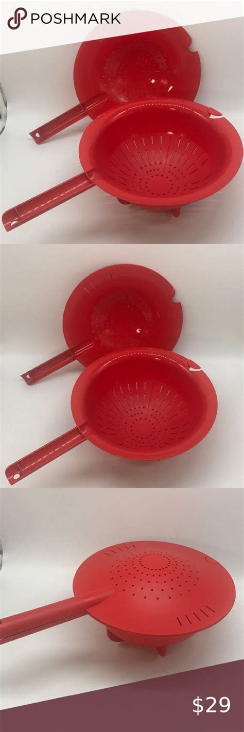 Tupperware Double Colander 2 Liter Red Kitchen Colander Set