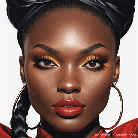 Black Supermodel Close Up Stable Diffusion Online