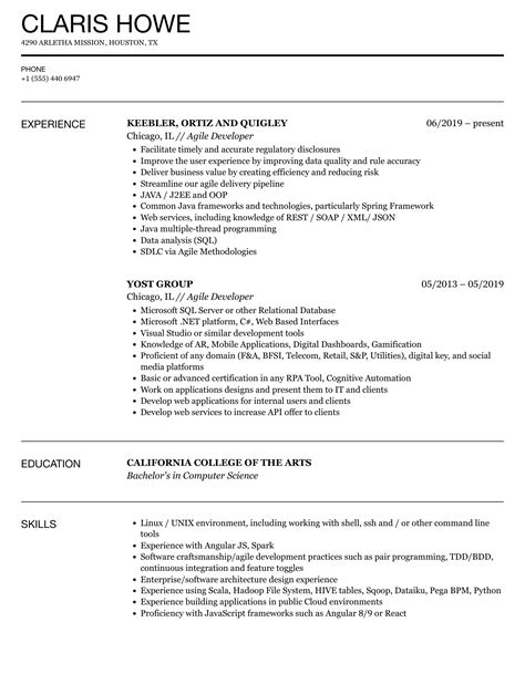 Agile Tester Resume Examples With Long Work History Resume E