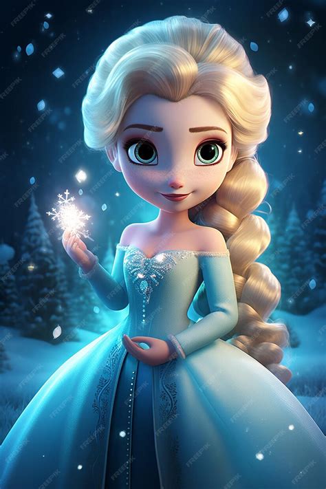 Princess Elsa Cartoon Character In 3d Premium Ai Generated Image