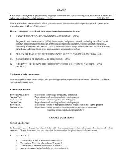 QBASIC SAMPLE QUESTIONS