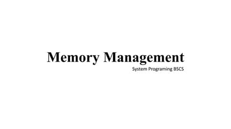 Memory Managementpptx