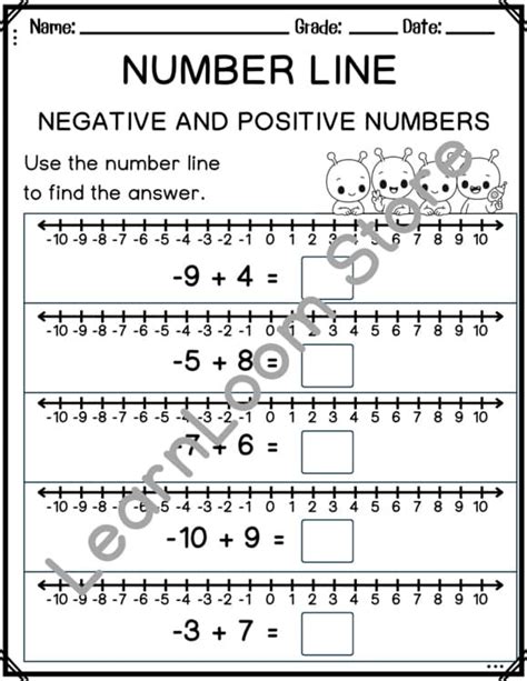 Number Line Negative And Positive Numbers By Learnloom Store Tpt