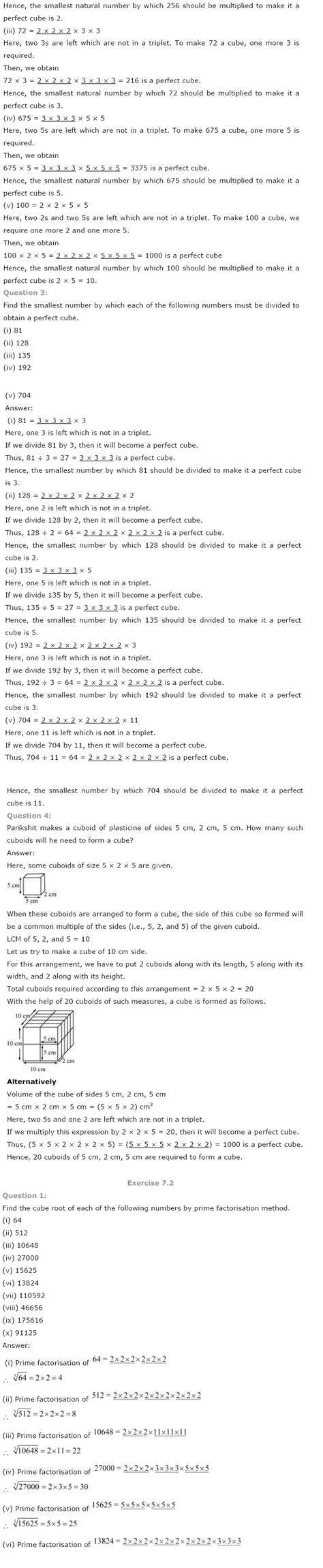 Ncert Solutions For Class 8 Maths Chapter 7 Cubes And Cube Roots