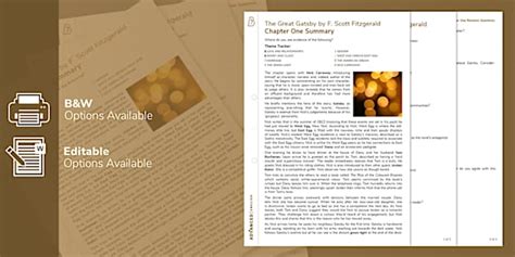 The Great Gatsby Revision Chapter One Summary Twinkl