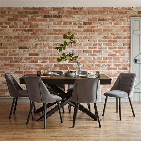 Freya Grey Dining Chairs With Black Legs Laura James