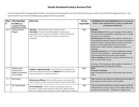 Sample Storyboards V2 Sample Storyboards Using A Business Pitch If