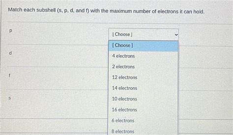 Answered Match Each Subshell S P D And F With Physical