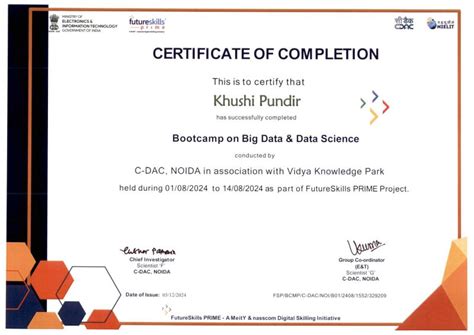 Bigdata Datascience Learningjourney Futureskills Professionalgrowth Cdac Khushi Pundir