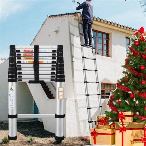 Telescoping Ladder Aluminum Lightweight Extension Ladder 330lbs Max