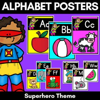 Superhero Theme Alphabet Posters By Mrs Learning Bee Tpt