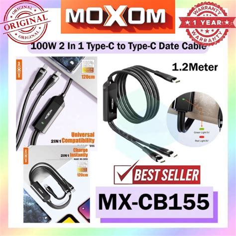 Moxom Mx Cb155 100w Data Cable Multi Cable 2 In 1 Pd Type C To Type C