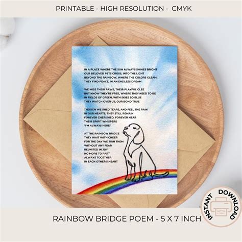 Rainbow Bridge Poem Digital Art Pet Loss Memorial Print Memorial
