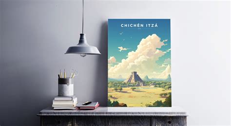 Chichen Itza Print Chichen Itza Poster Chichen Itza Art Mexico Wall