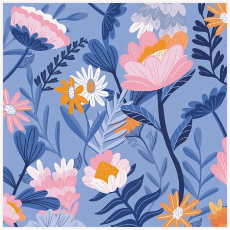 Blue Floral Alexandra J Creations Digital Art And Ai Flowers Plants