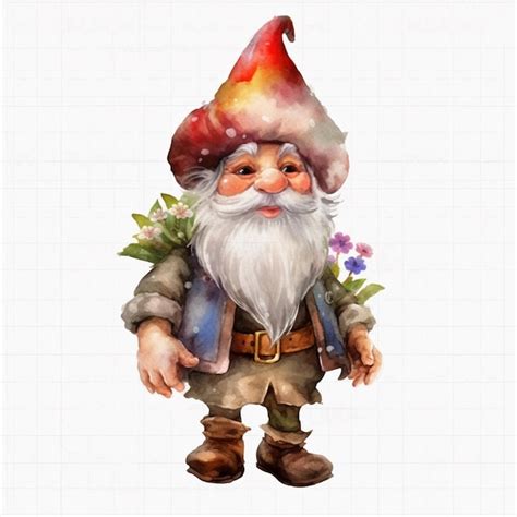 Premium Ai Image A Gnome With A Hat And A Hat Is Standing In Front Of