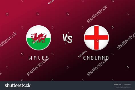 Wales Vs England Flag Round Emblem Stock Vector Royalty Free