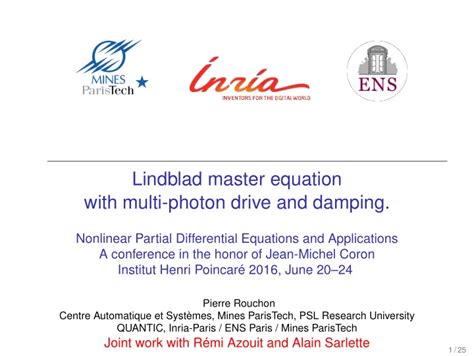 Ppt Lindblad Master Equation With Multi Photon Drive And Damping