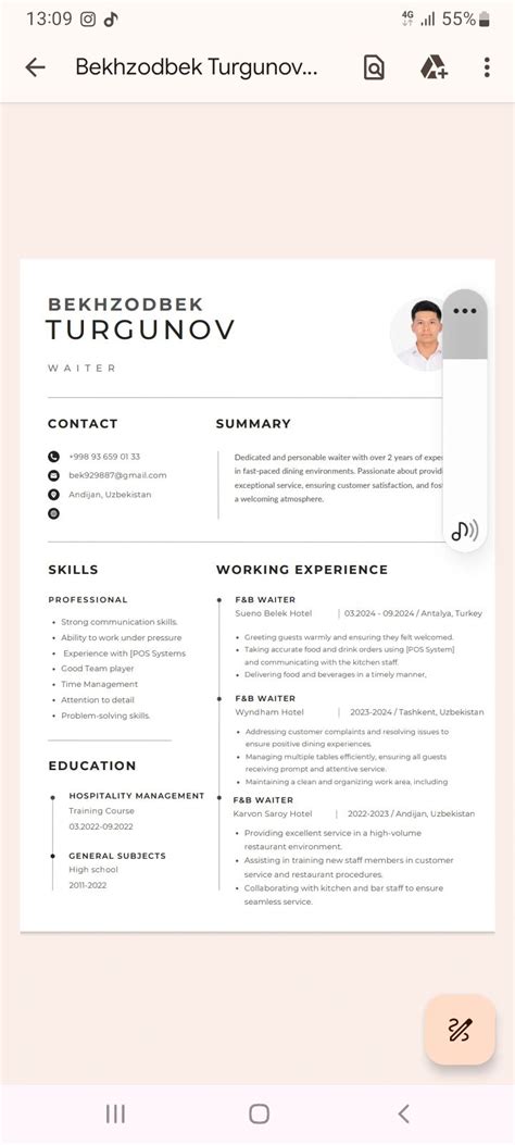 Bekzodbek Turgunov On Linkedin Resume