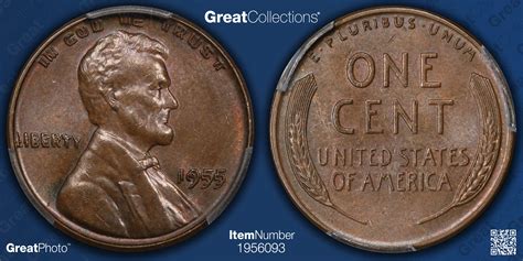 1955 Lincoln Cent Doubled Die Obverse Pcgs Ms 62 Bn Cac Green Item