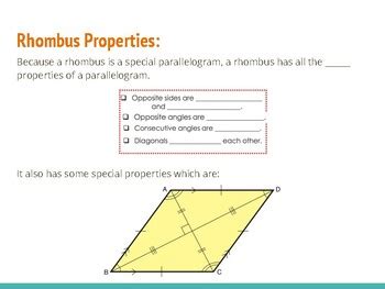 Geometry Properties Of Rhombus By Math With John Wilson Tpt