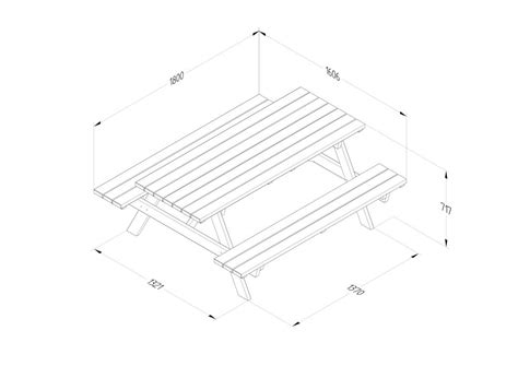 17m Rectangular Picnic Table
