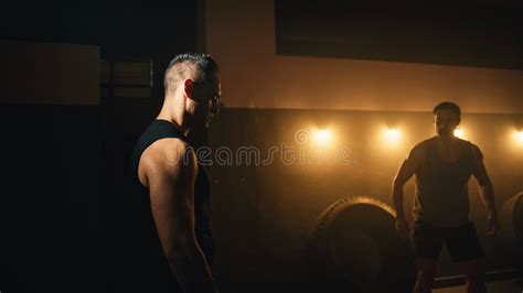 Athletes Train With Weights In The Gym Stock Image Image Of Workout