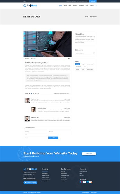 rajhost web hosting with psd template by regaltheme themeforest