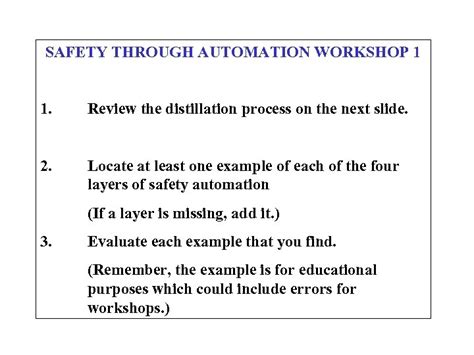 Process Operability Class Materials Safety The Safety Hierarchy