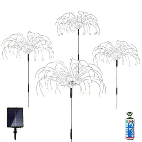 Ogetfuur 4 Pack Cool White Solar Garden Lights 120 Led Waterproof