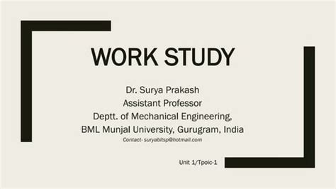 Work Study Method Study And Work Measurement Ppt Human Resources