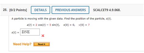 Solved A Particle Is Moving With The Given Data Find The Chegg